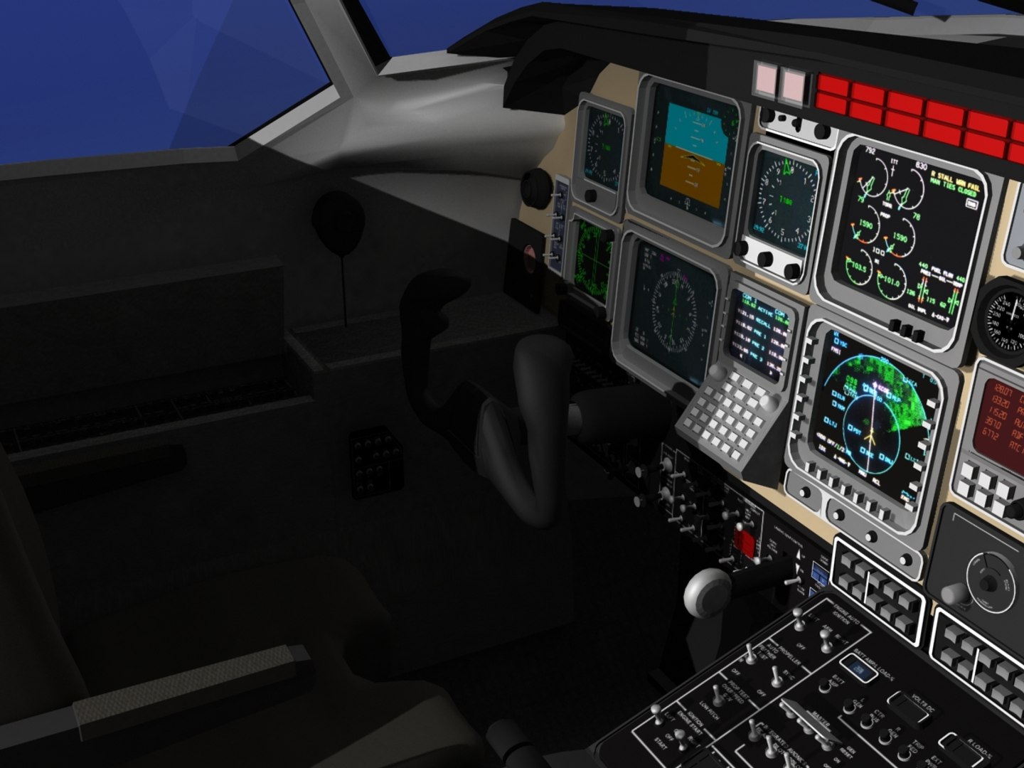 3d 3ds cockpit ultra beechcraft starship