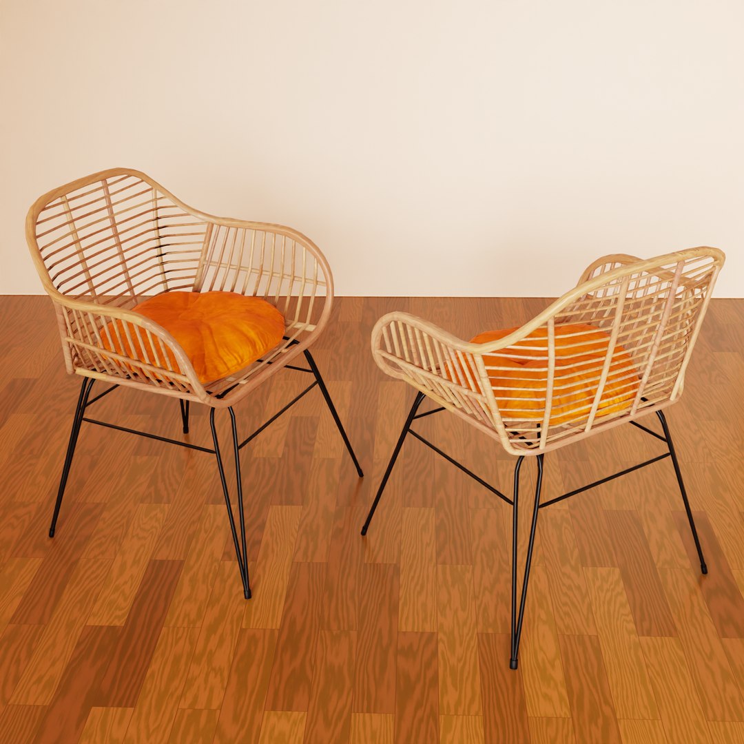 Cozy Wood Chair with Orange Velvet Cushion 3D model - TurboSquid 2081879