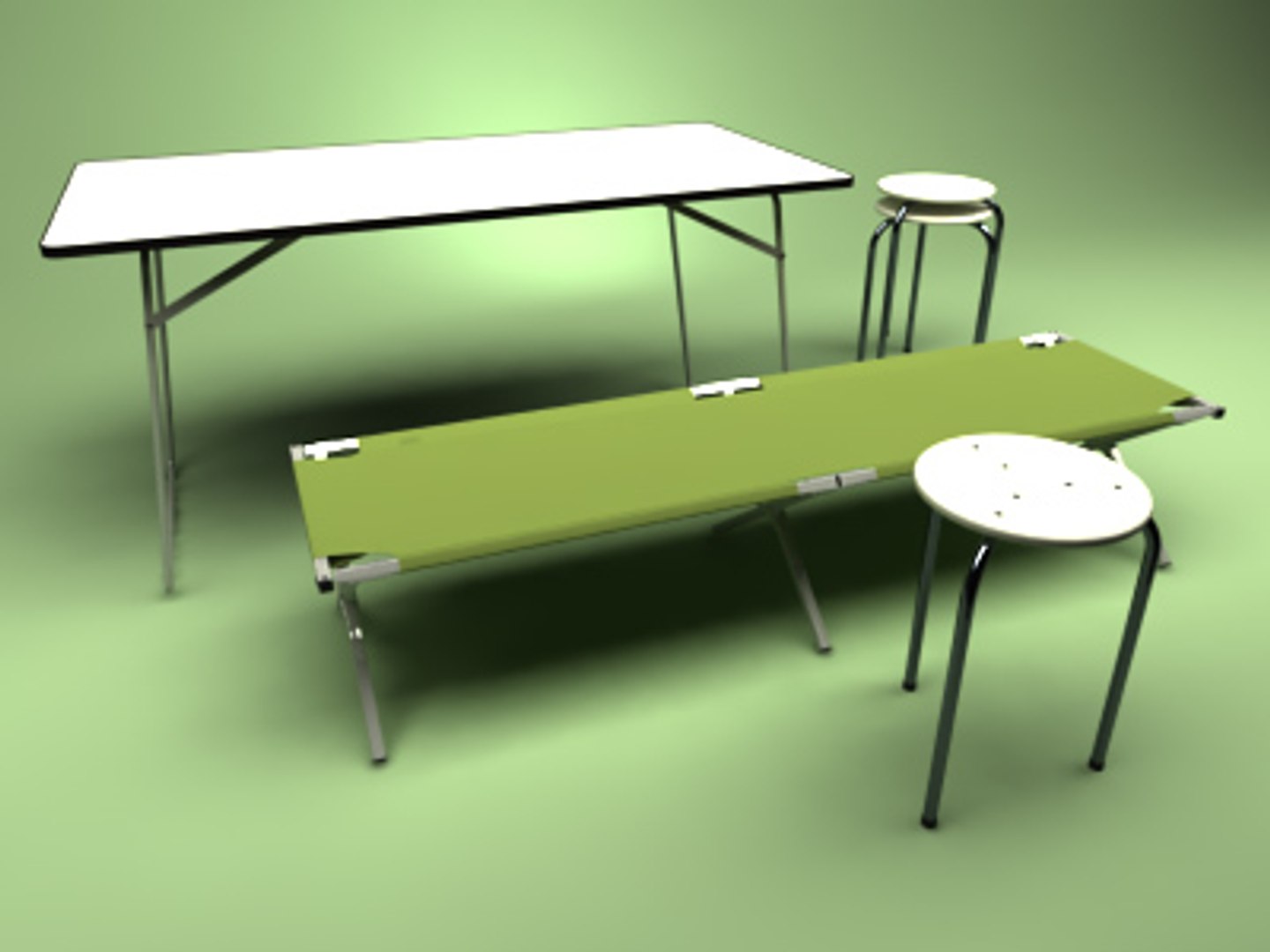 folding bed table chair 3d obj