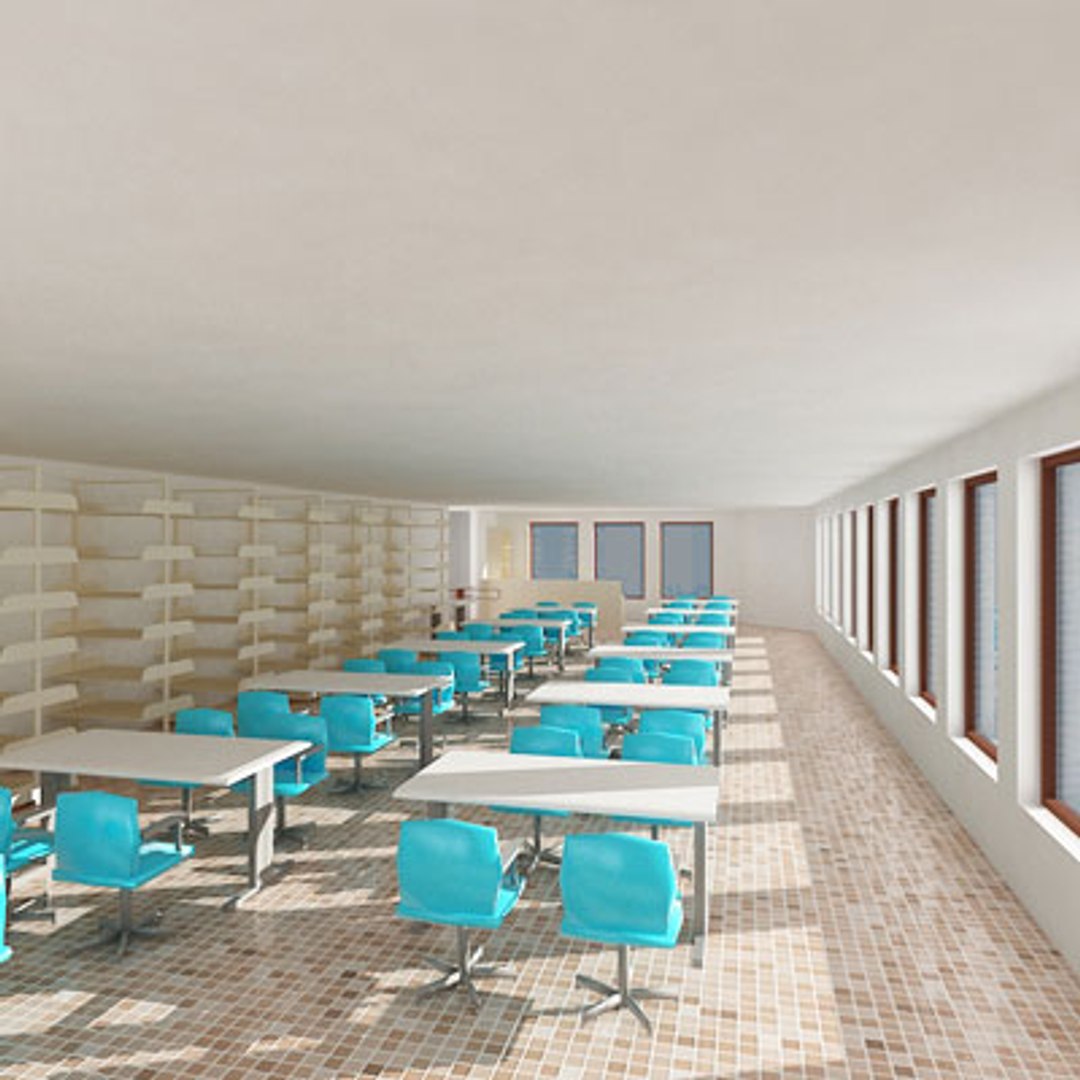 3d library classroom model