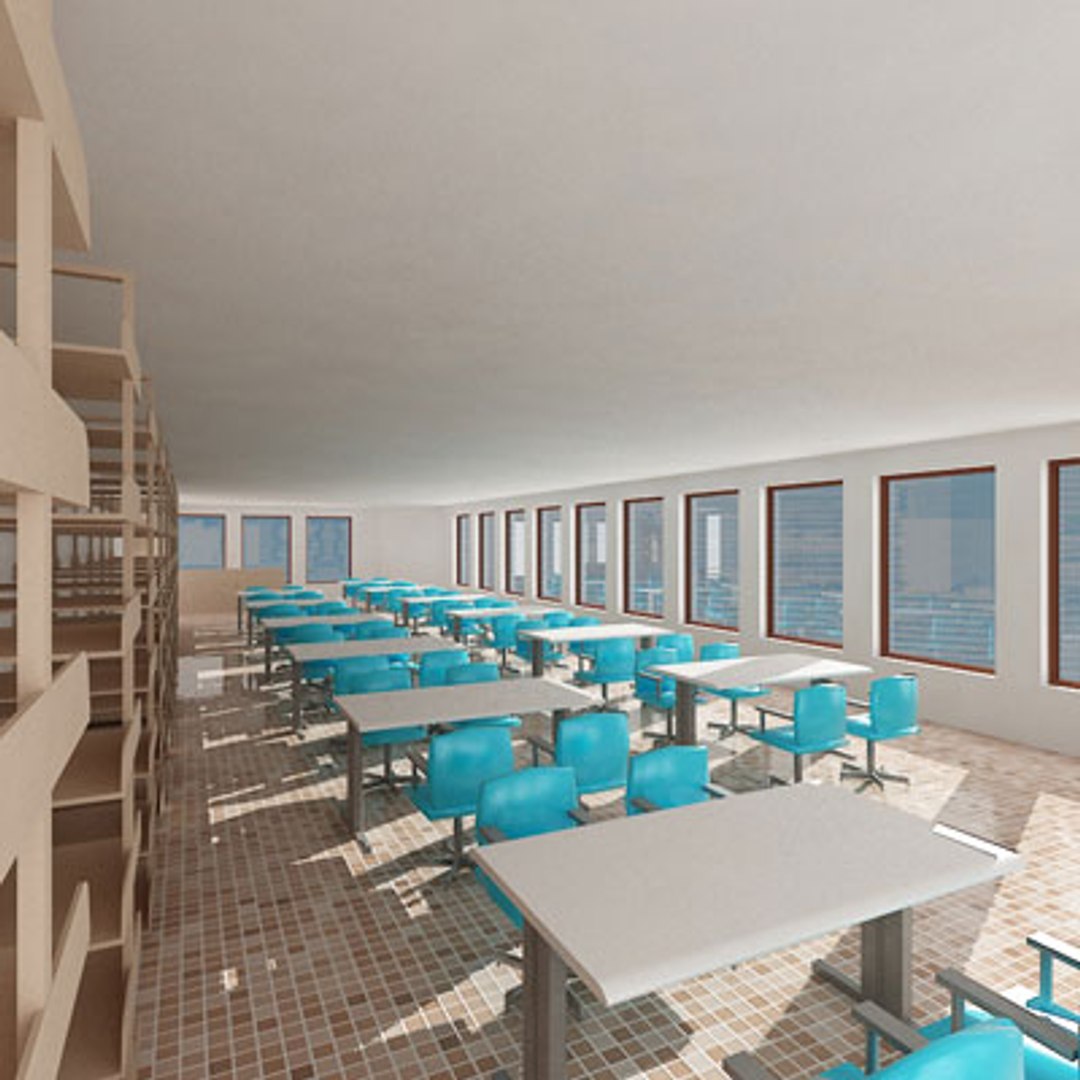 3d library classroom model