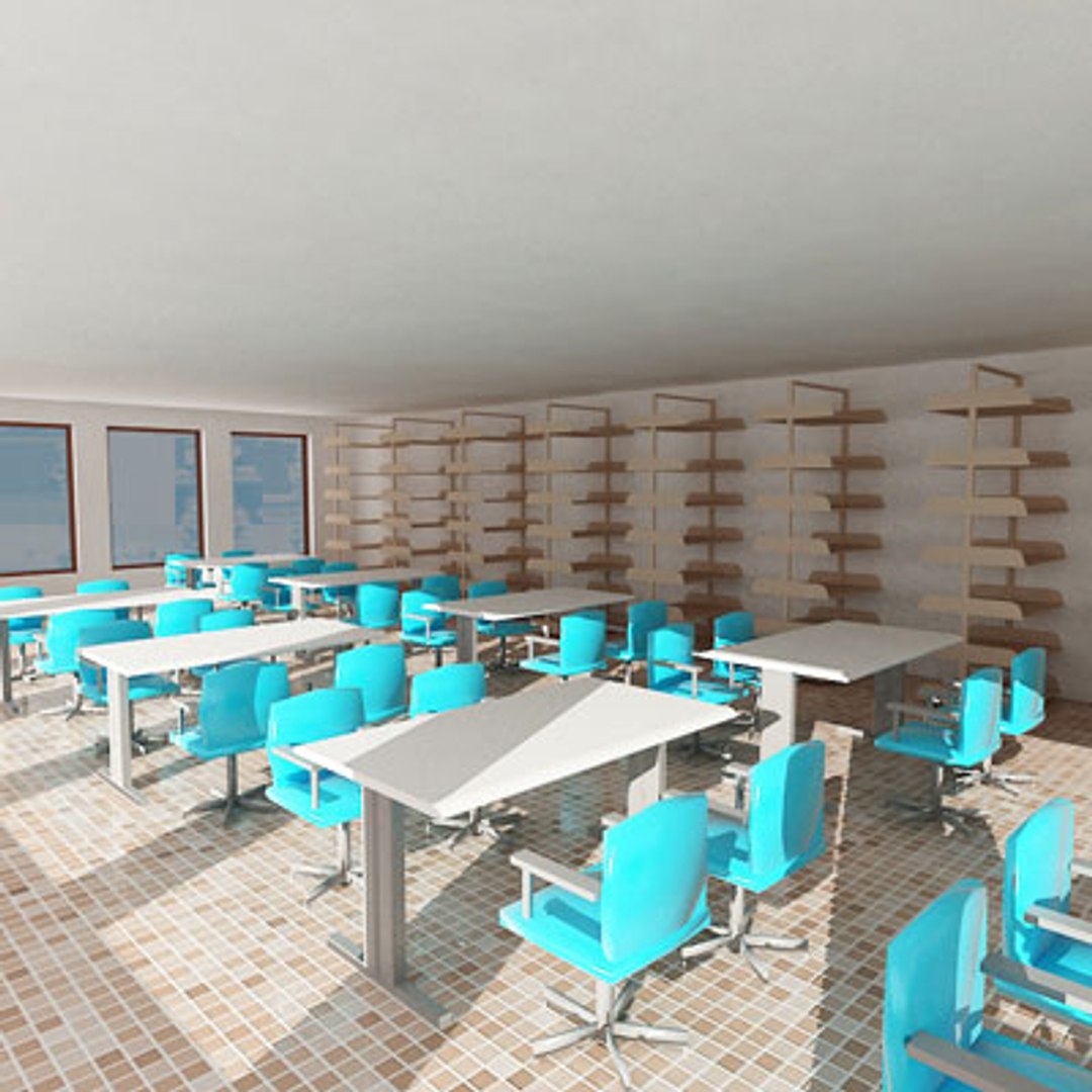 3d library classroom model