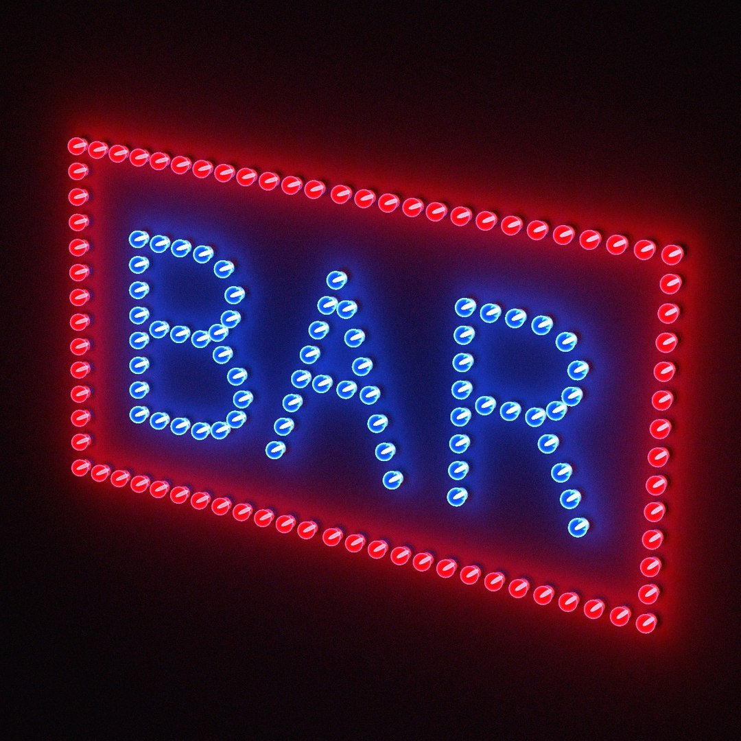 3d Model Of Bulb Sign Bar