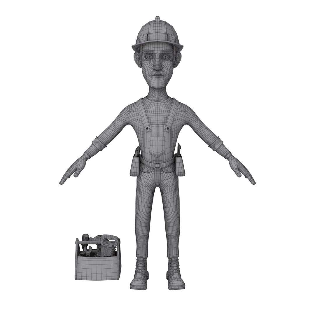 3D Worker Cartoon 02 - TurboSquid 1612682