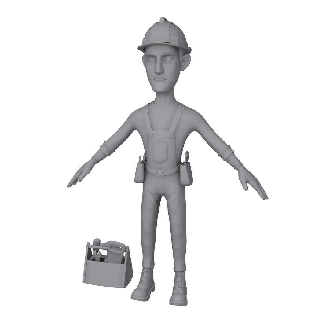 3D Worker Cartoon 02 - TurboSquid 1612682