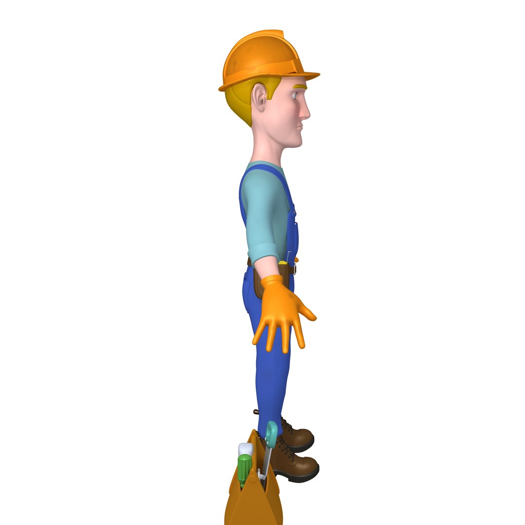 3D Worker Cartoon 02 - TurboSquid 1612682