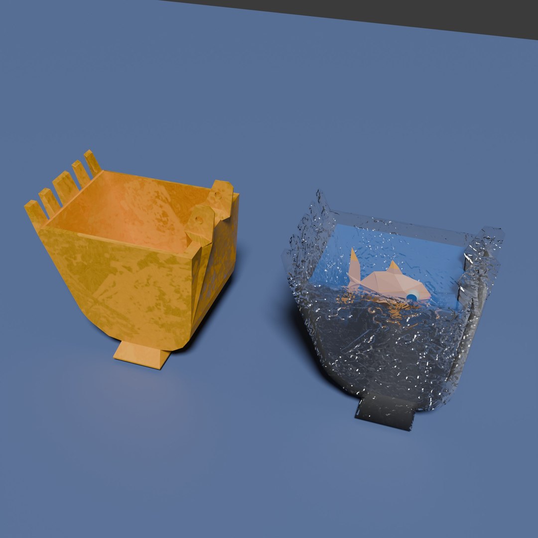 3D Model Excavator Bucket Container And Aquarium Fish - TurboSquid 2295056