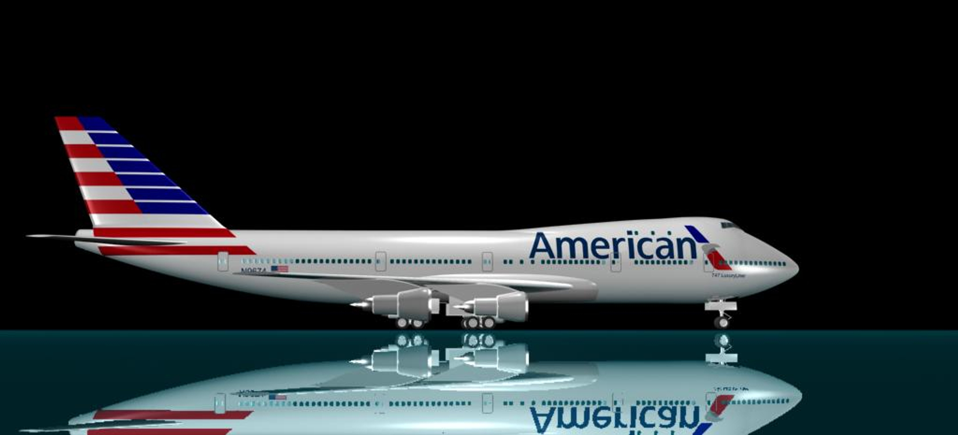 3d Model 747 New Logo American Airlines