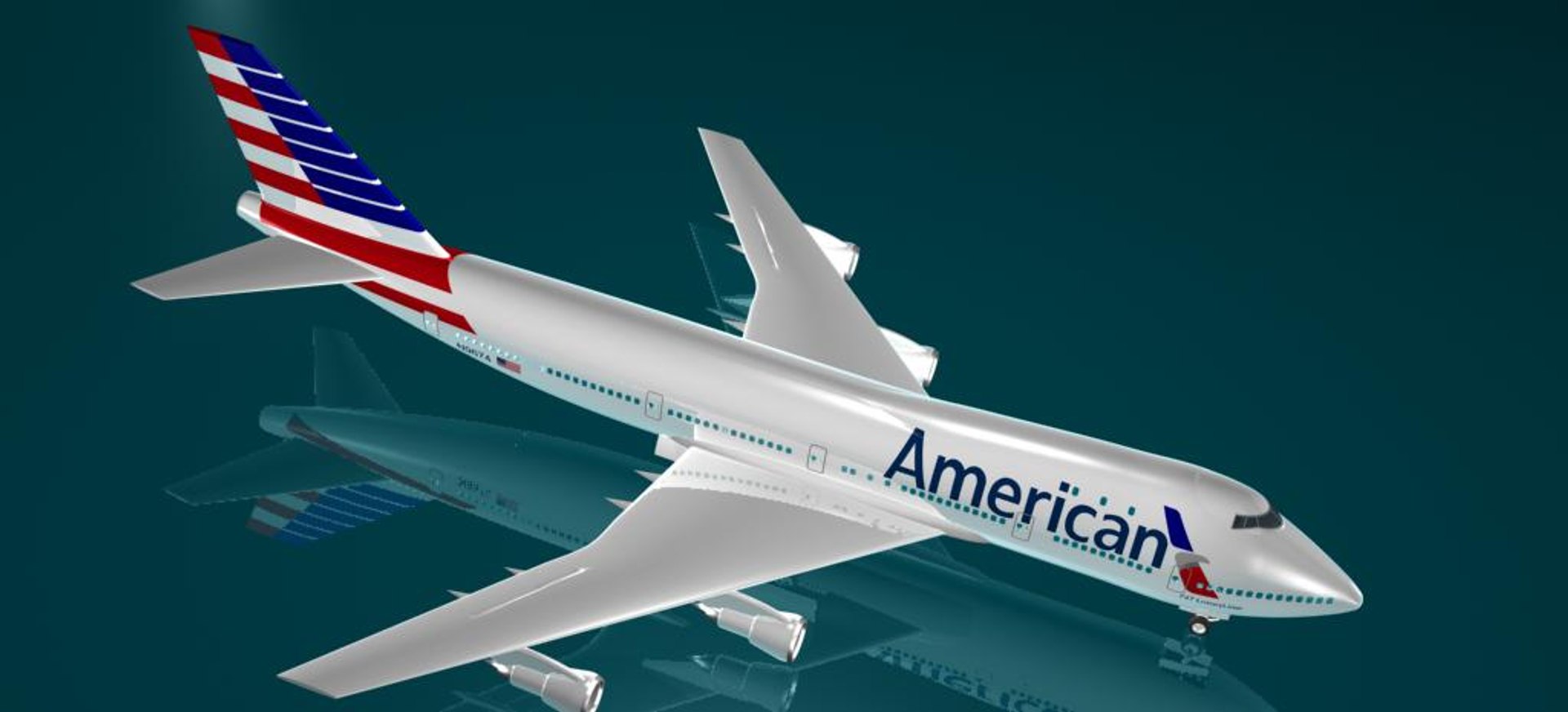 3d Model 747 New Logo American Airlines