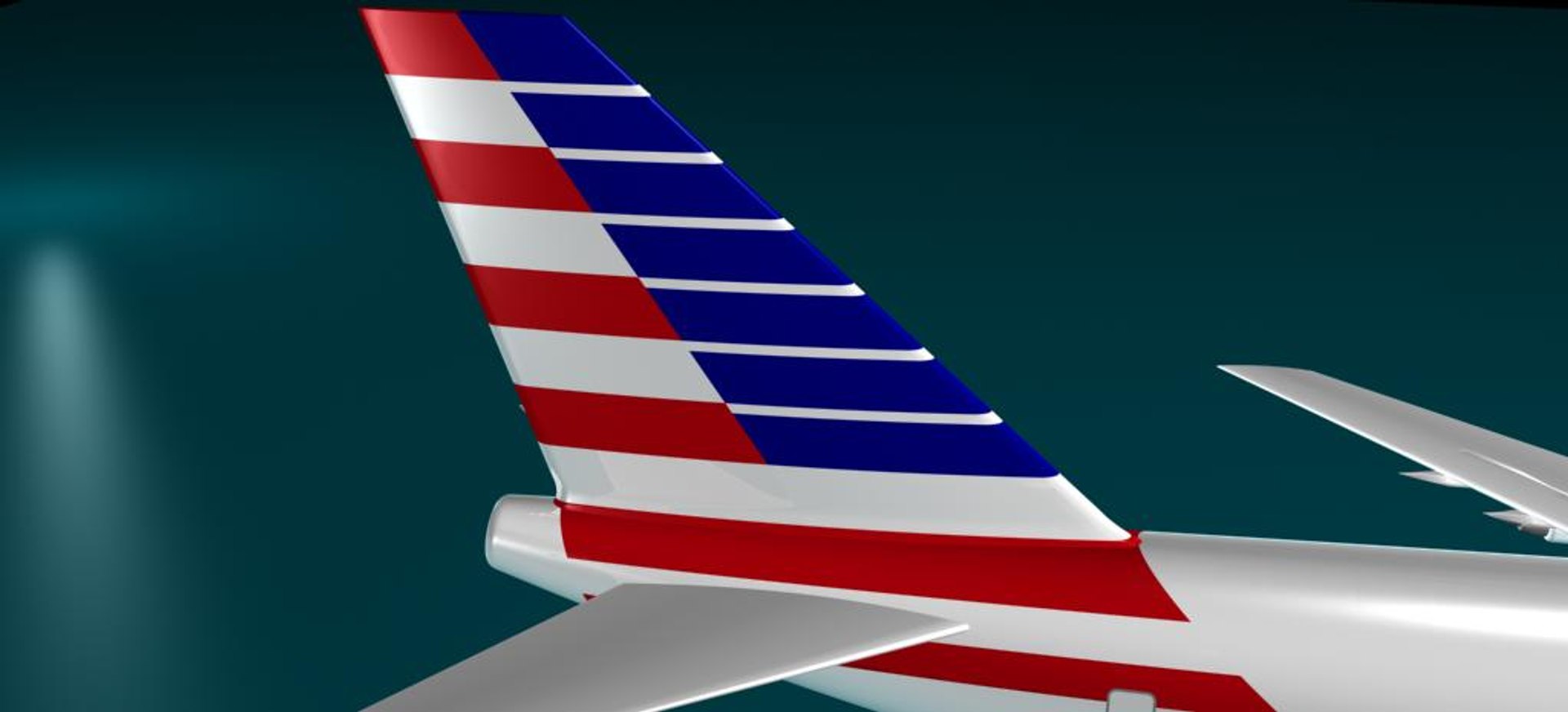 3d Model 747 New Logo American Airlines