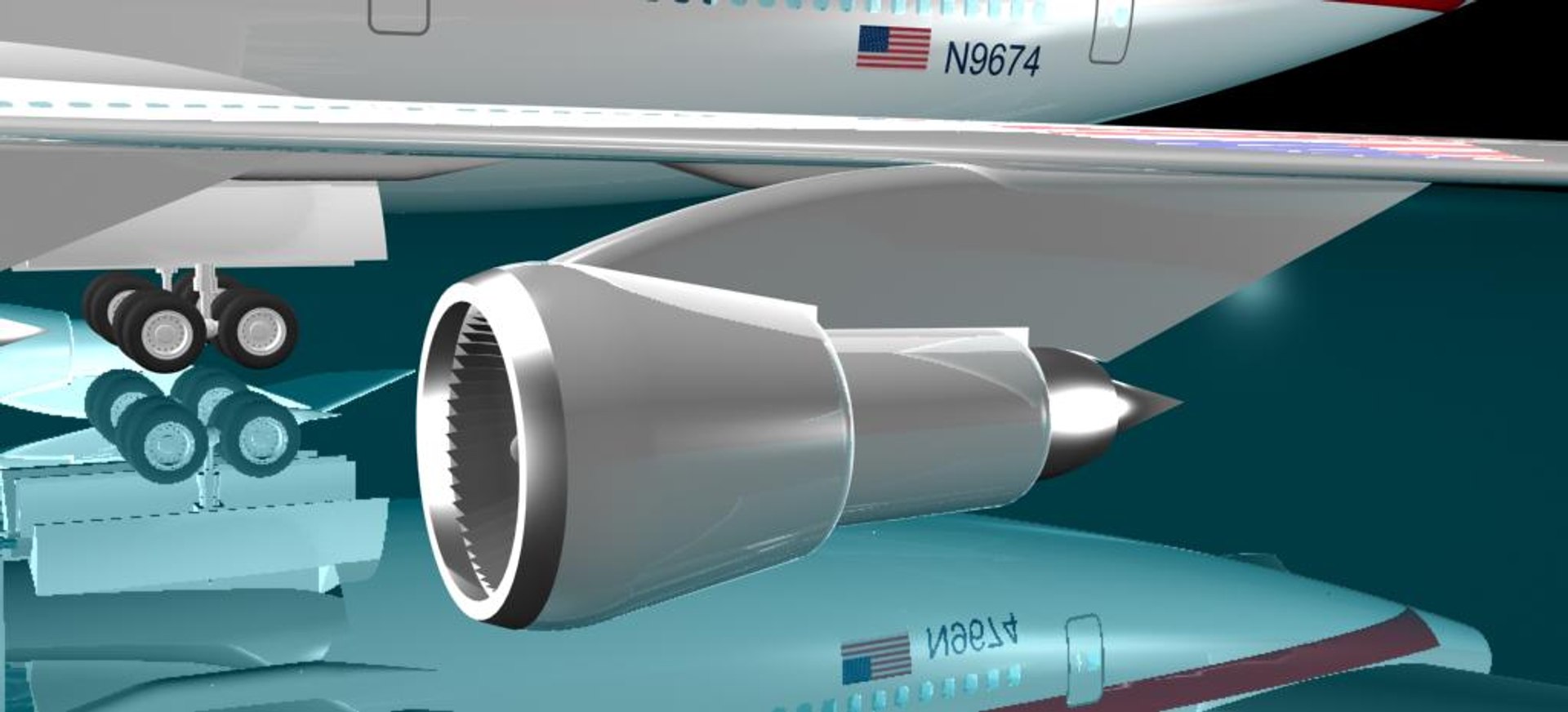 3d Model 747 New Logo American Airlines