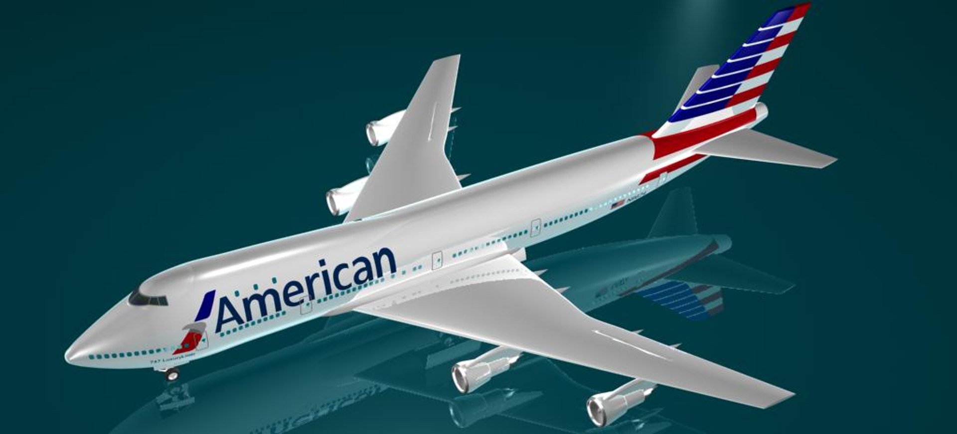 3d Model 747 New Logo American Airlines