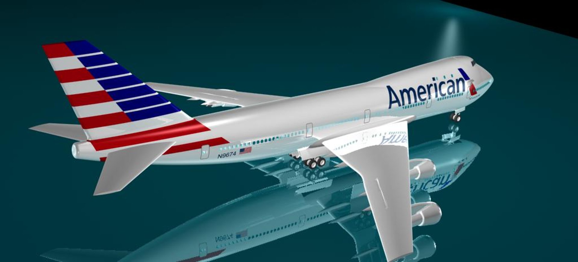3d Model 747 New Logo American Airlines