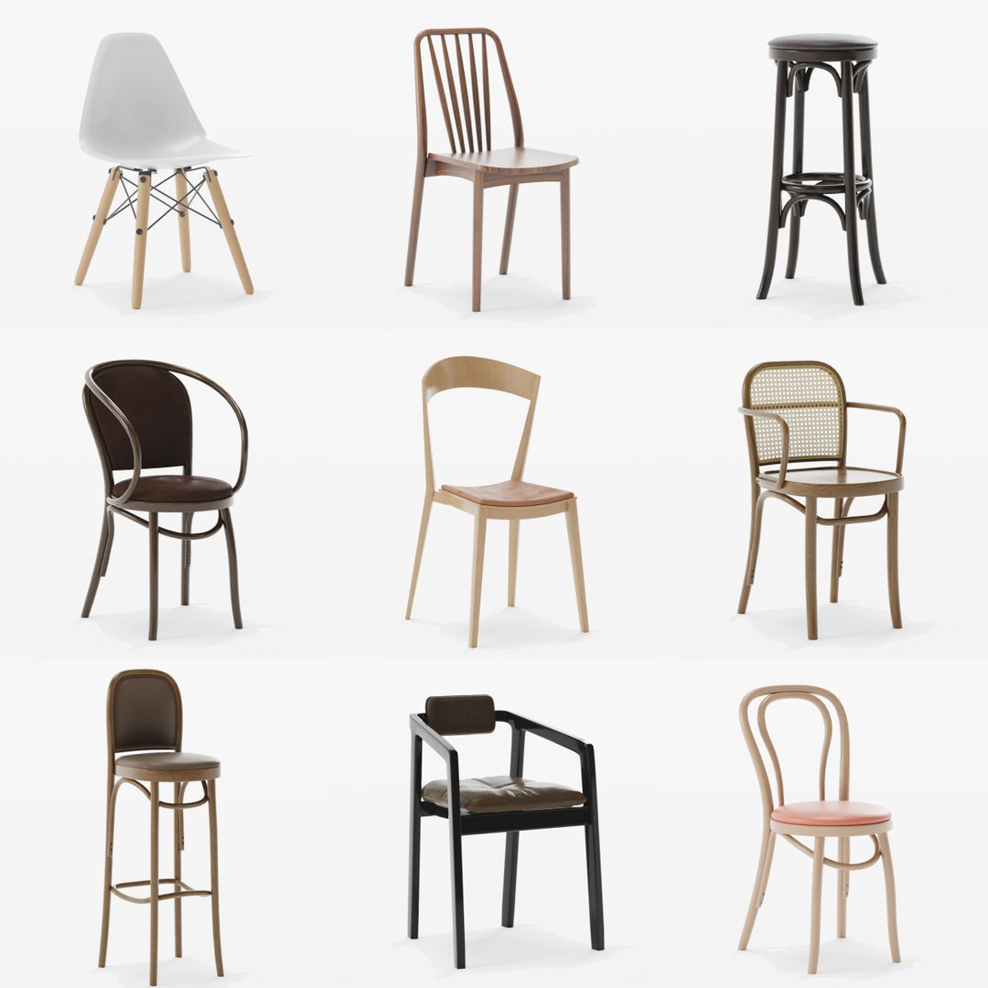 3D Model 18 Chairs And Stools Colletion - TurboSquid 2261143