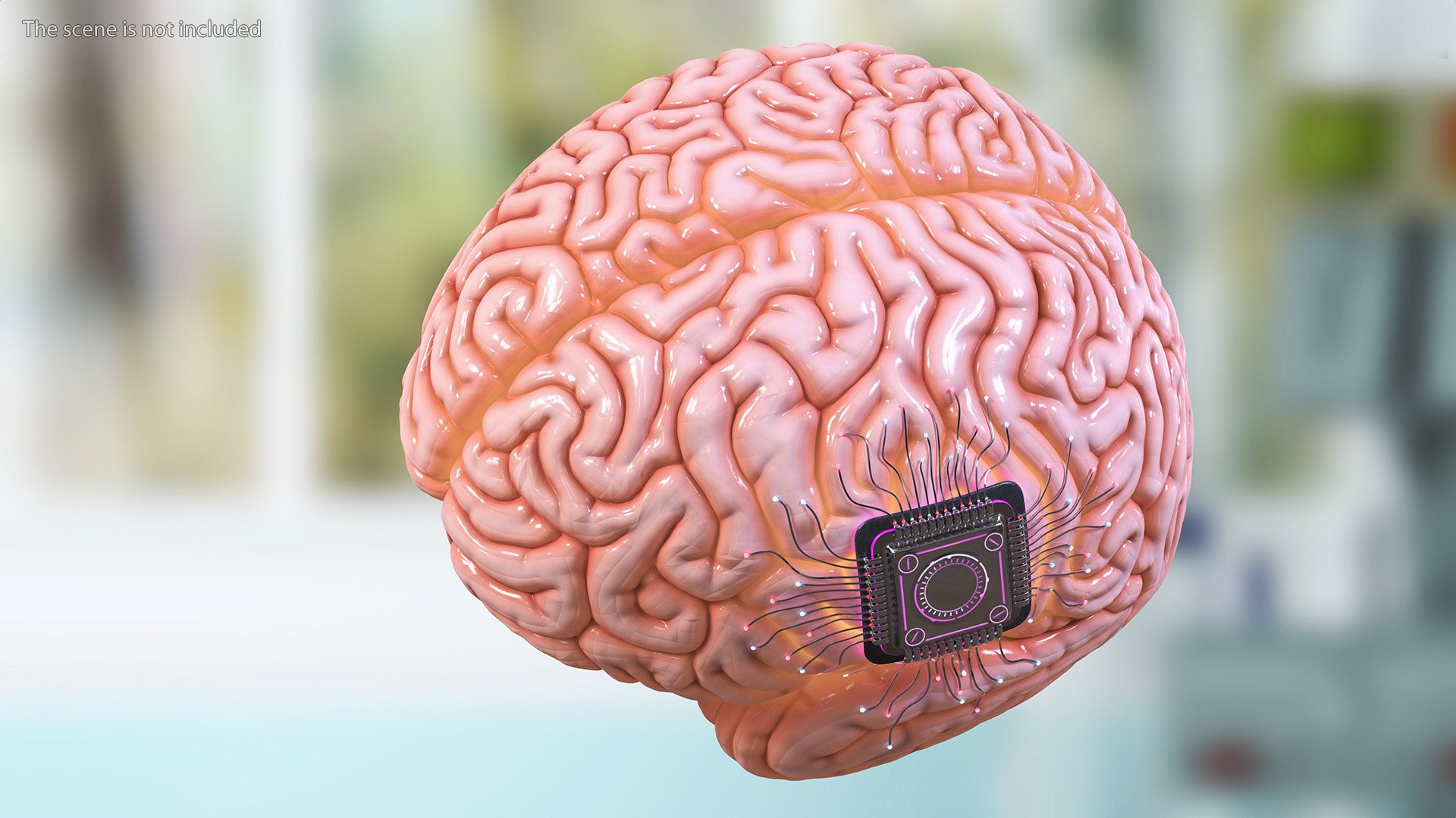 Human Brain With Implanted Microchip Lighted 3D Model - TurboSquid 2264165