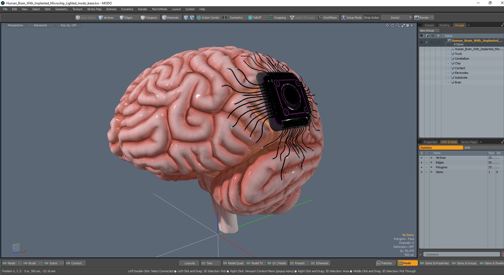 Human Brain With Implanted Microchip Lighted 3D Model - TurboSquid 2264165