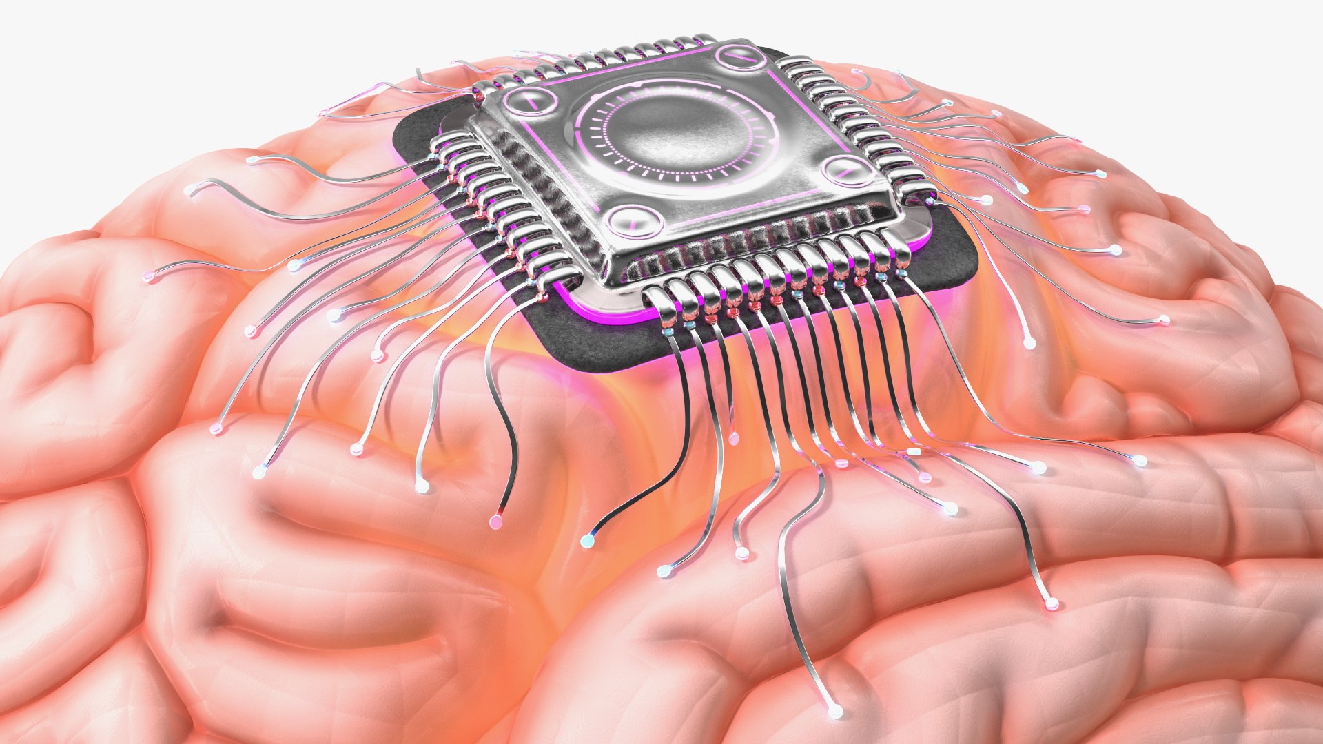 Human Brain With Implanted Microchip Lighted 3D Model - TurboSquid 2264165
