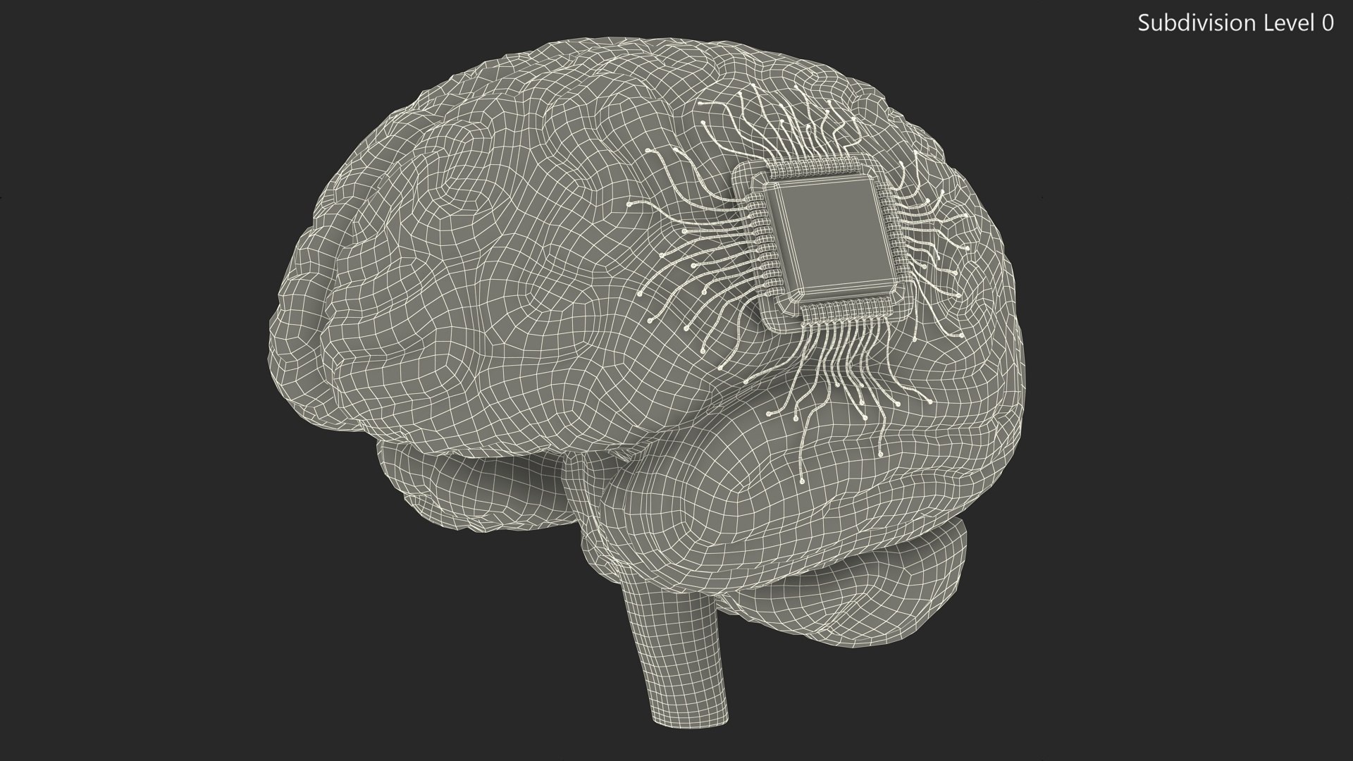 Human Brain With Implanted Microchip Lighted 3D Model - TurboSquid 2264165