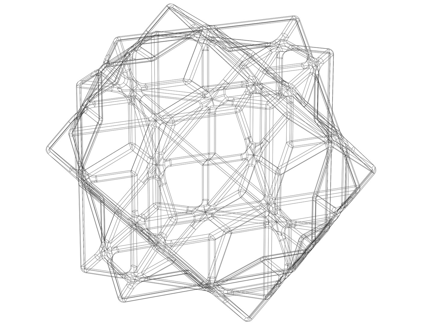 Wireframe Shape Compound Of Three Cubes 3D Model - TurboSquid 2208347