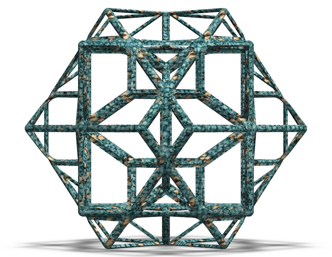 Wireframe Shape Compound Of Three Cubes 3D Model - TurboSquid 2208347