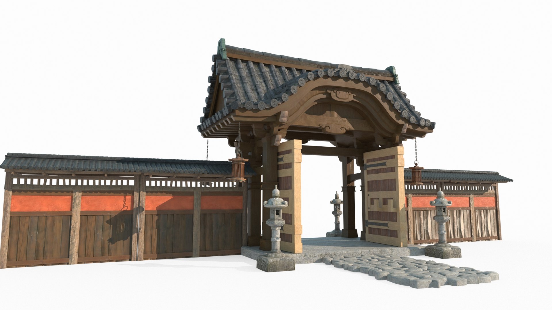 Luxurious Gates Of Ancient Asian Architecture 3D - TurboSquid 2315732