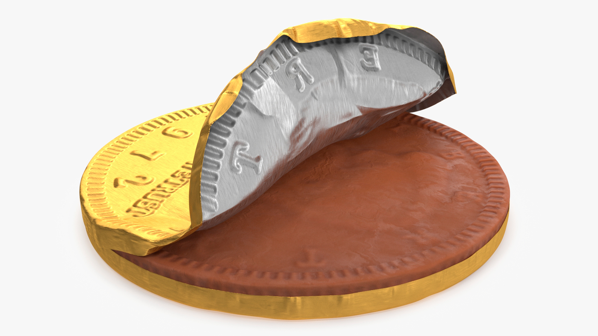 Chocolate Coin With Opened Gold Foil Wrapper 3D Model - TurboSquid 2101495