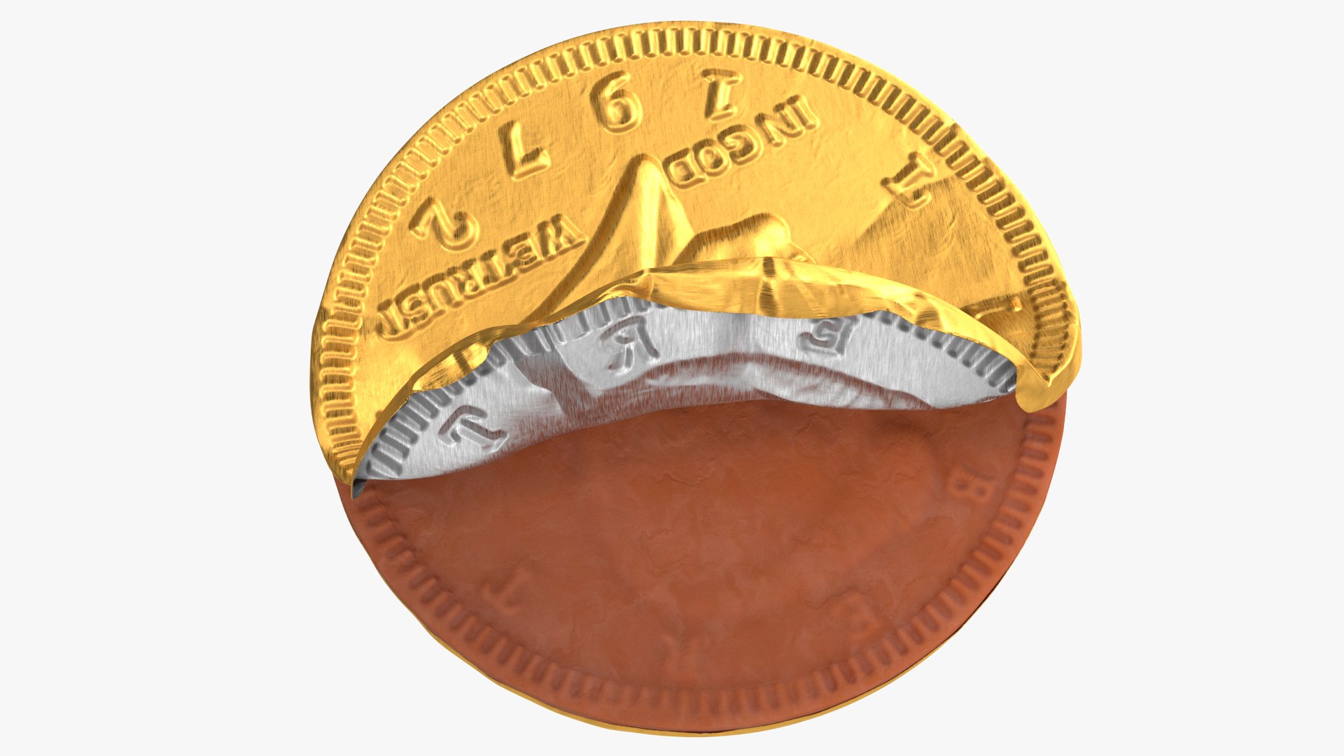 Chocolate Coin With Opened Gold Foil Wrapper 3D Model - TurboSquid 2101495