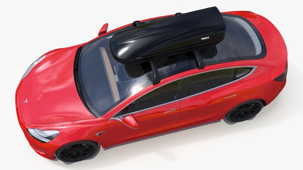 modelo 3d Tesla con cofre de techo para automóvil Thule montado en ...