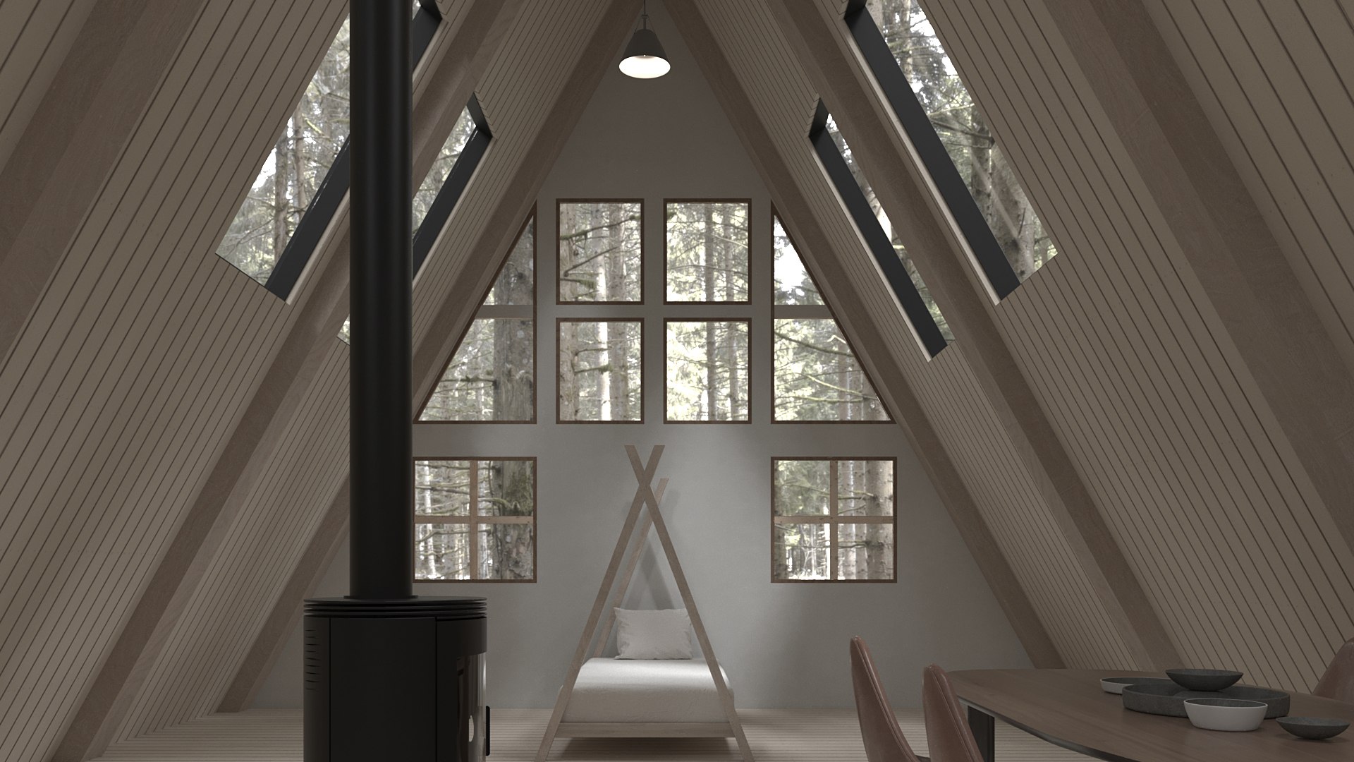3D A Frame Forest House model - TurboSquid 2180811
