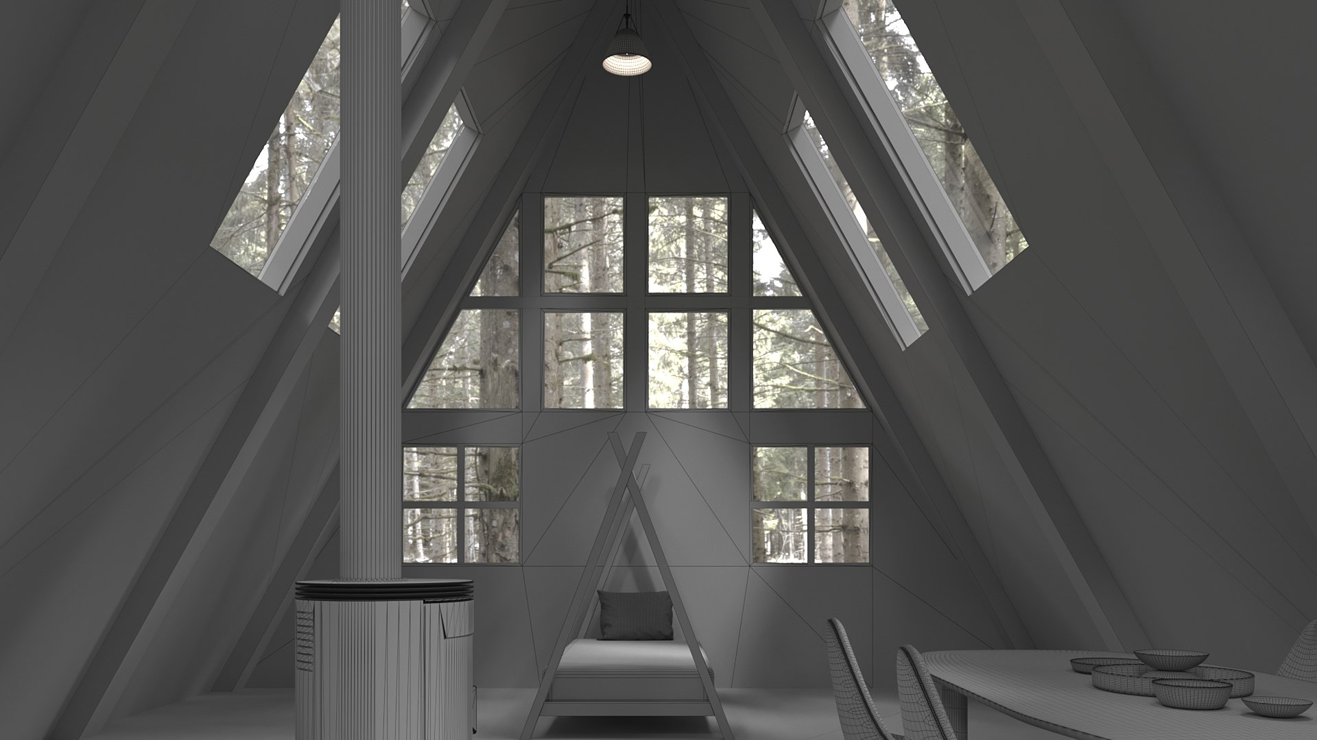 3D A Frame Forest House model - TurboSquid 2180811