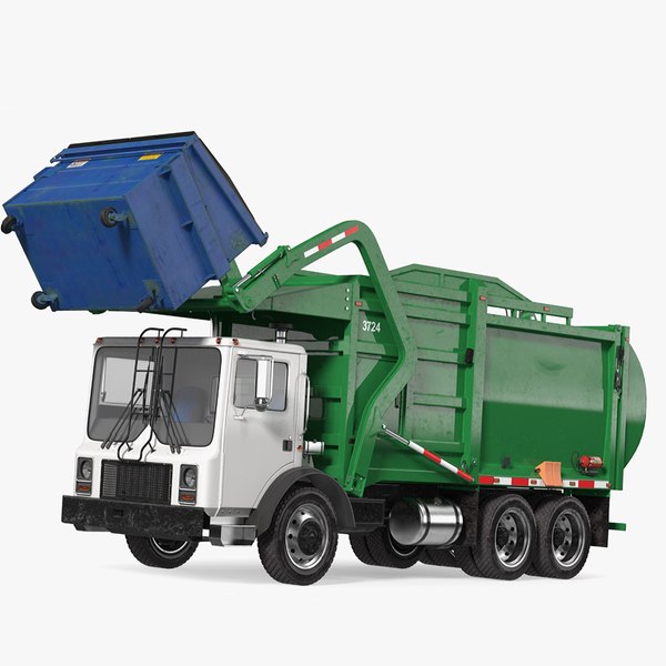 modelo 3d Trash Truck Generic with Dumpster Blue Rigged for Maya ...