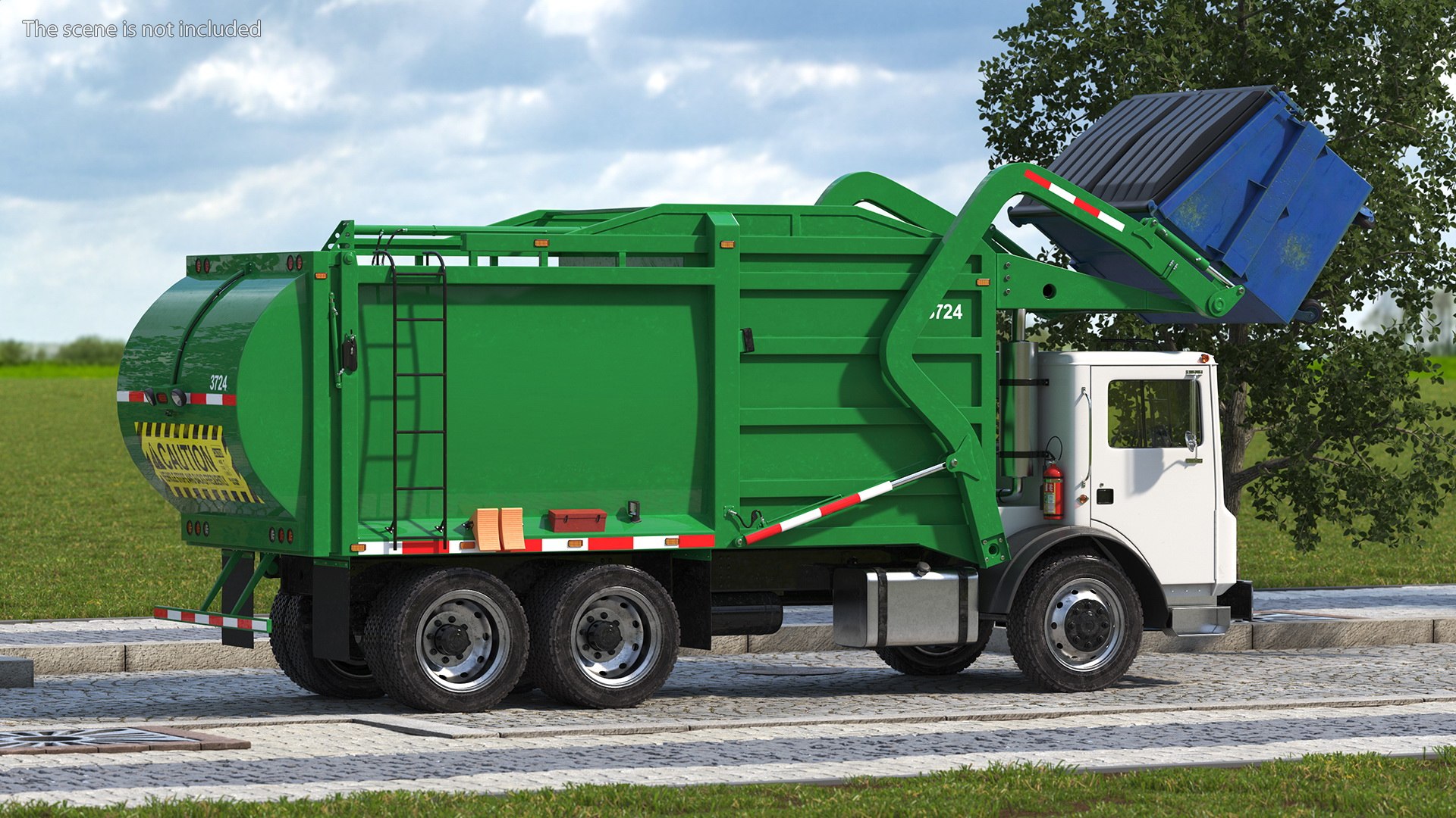 Trash Truck Generic With Dumpster Blue Rigged For Maya 3D Model ...