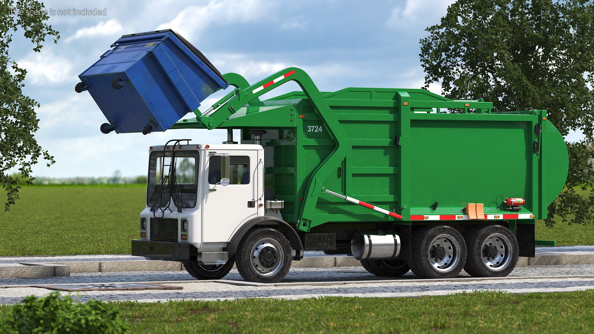Trash Truck Generic With Dumpster Blue Rigged For Maya 3D Model ...