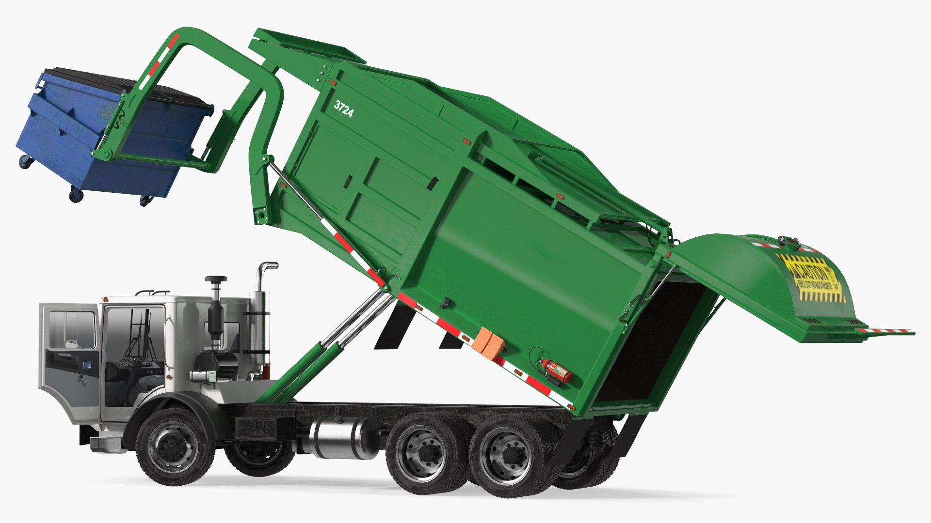 Trash Truck Generic with Dumpster Blue Rigged for Maya 3D model ...