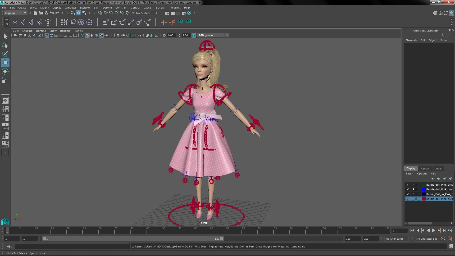 3D Barbie Doll In Pink Dress Rigged For Maya - TurboSquid 2003989