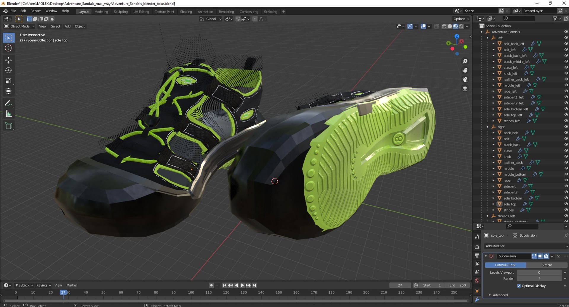 Adventure Sandals Model - TurboSquid 2213119