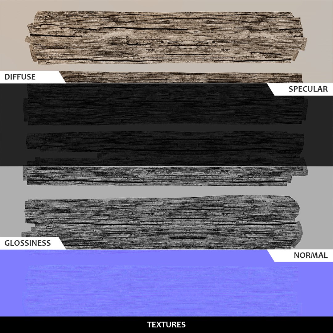 3D Model Weathered Old Wood Planks - TurboSquid 1488870