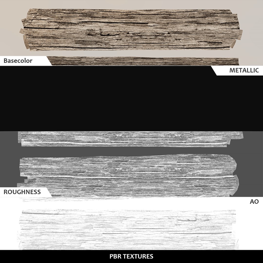 3D Model Weathered Old Wood Planks - TurboSquid 1488870
