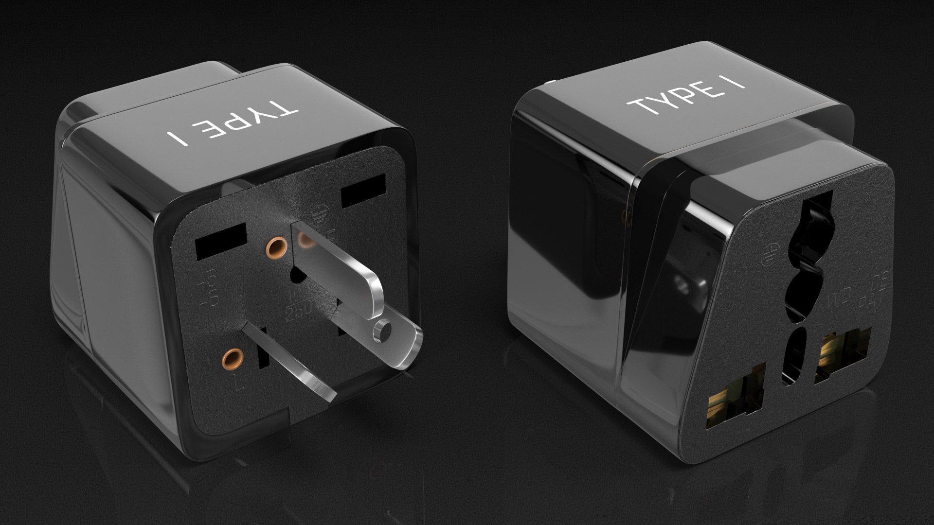 3D Electrical Plug Type I Adapter Black Model - TurboSquid 1838074
