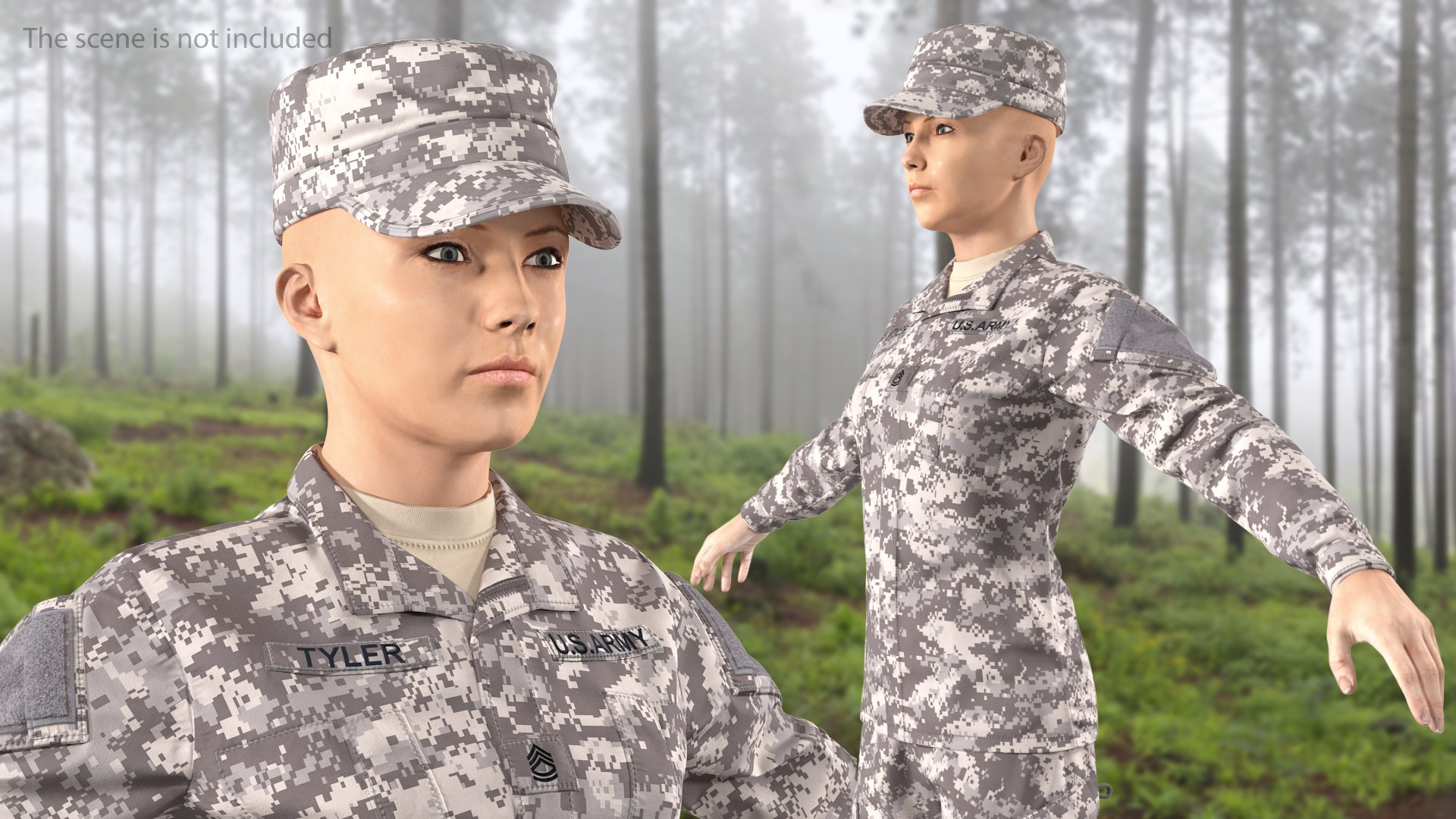 Female Soldier Military ACU Rigged for Maya 3D - TurboSquid 1721963