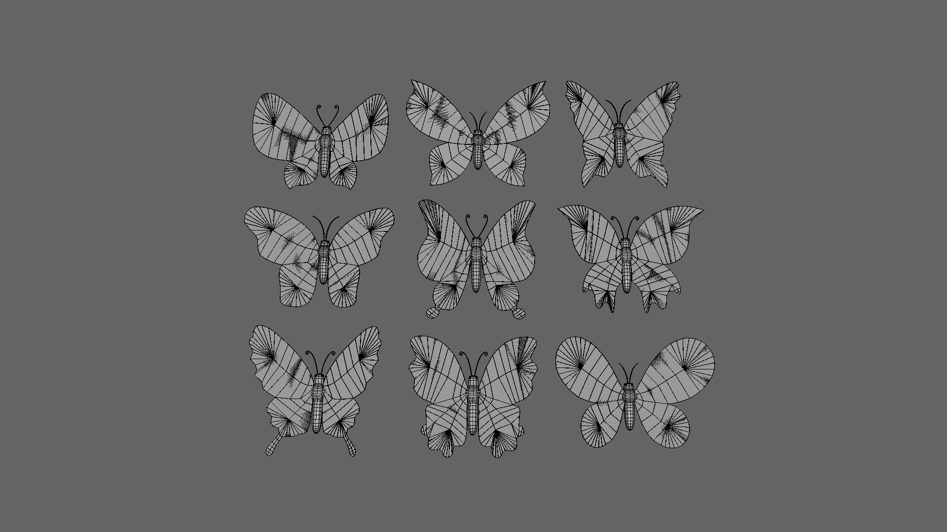 3D Low Poly - Butterfly Wing Flapping Animated Pack 01 Model ...