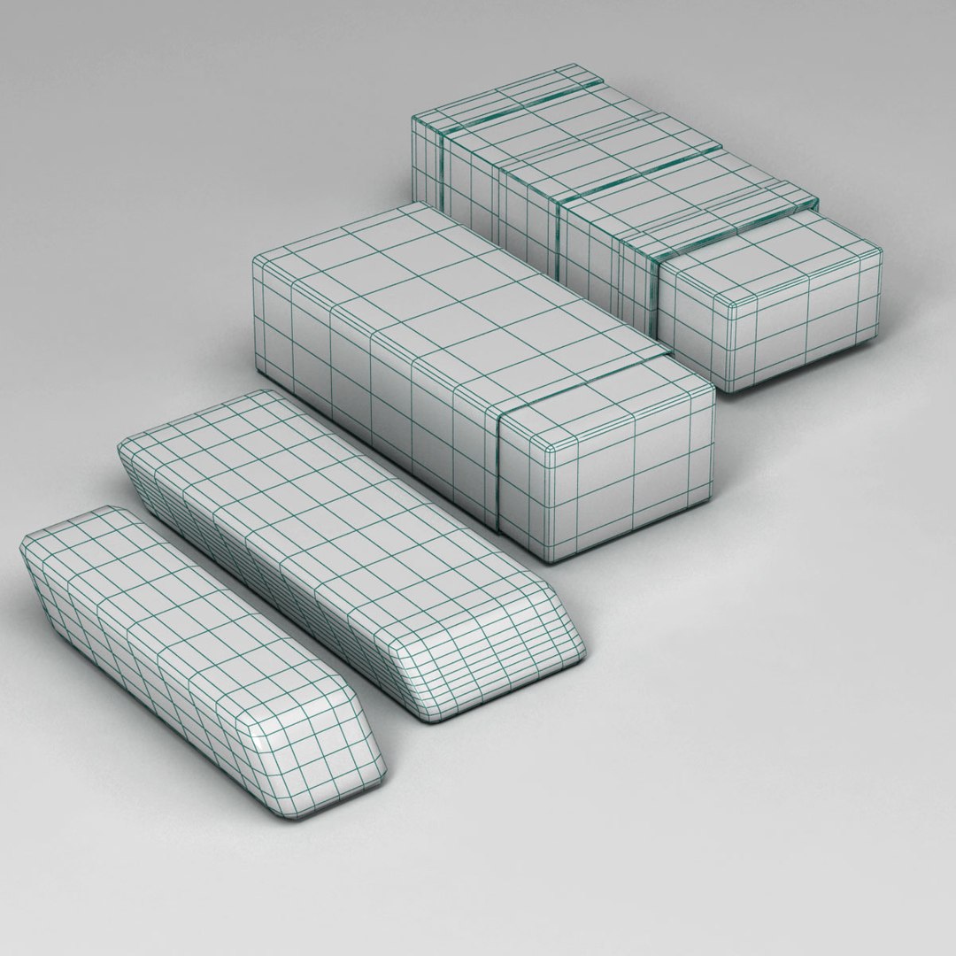 erasers rubber stationery 3d model