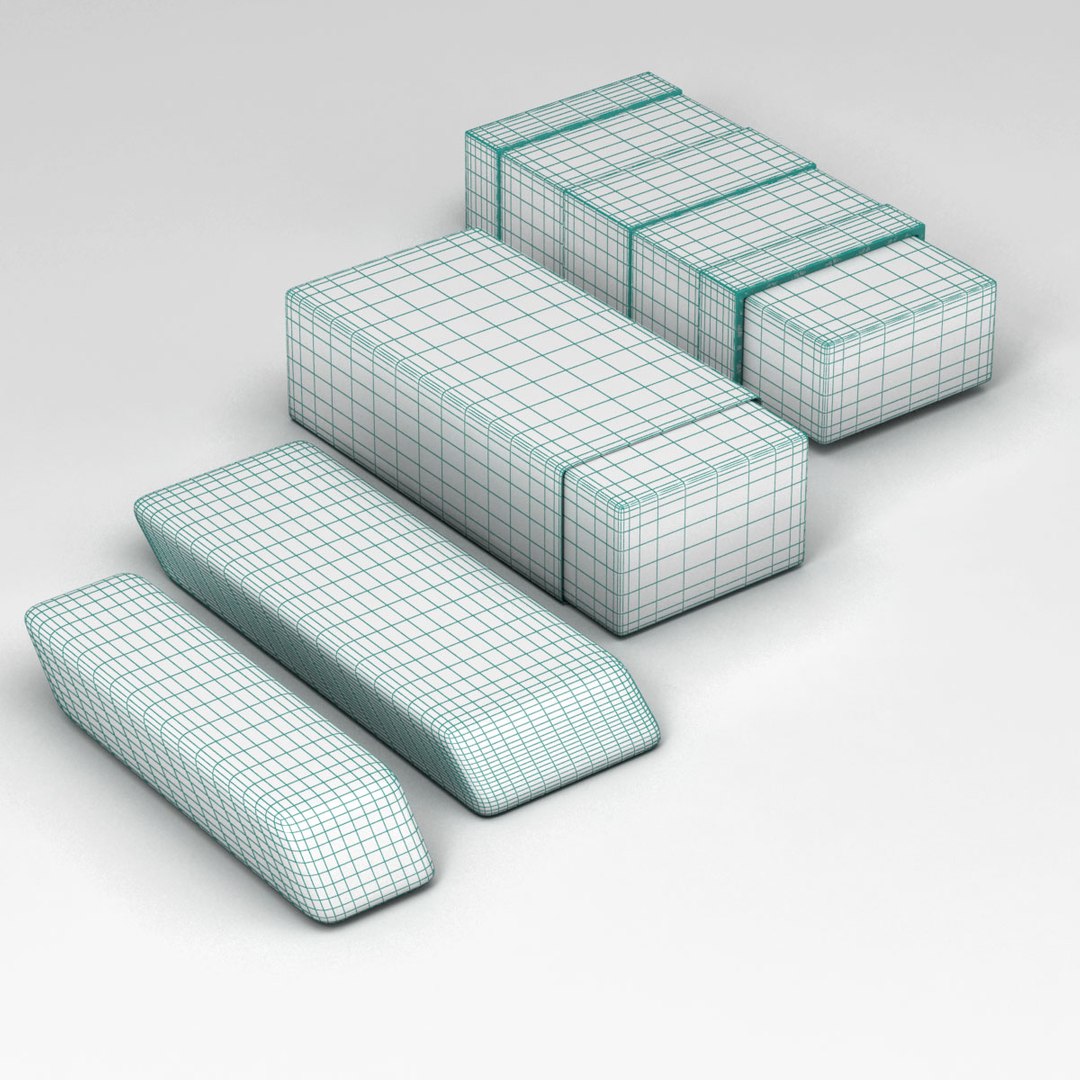erasers rubber stationery 3d model