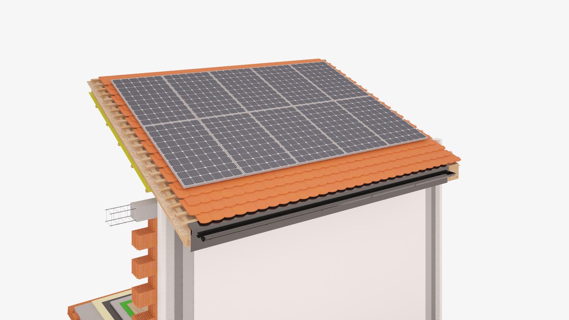Wall Section With Solar Panels 3D Model - TurboSquid 1836818