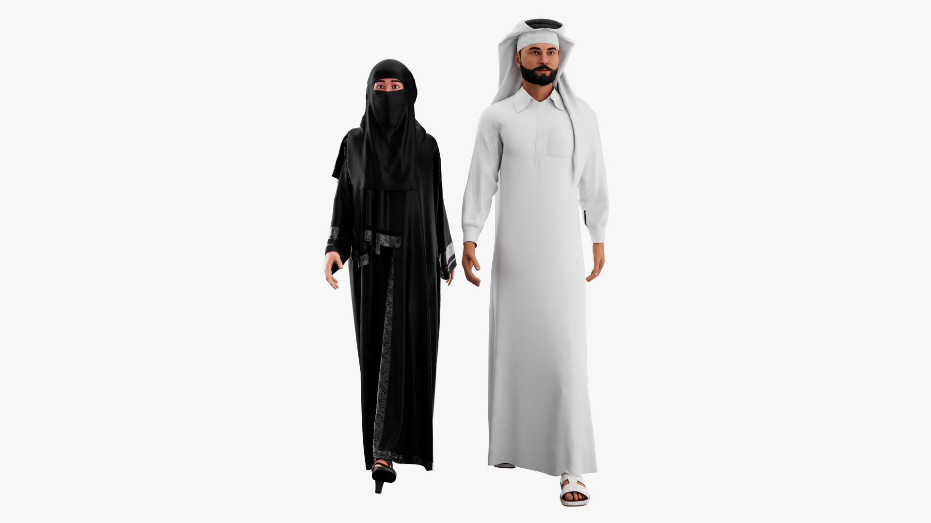 Qatari Man Women 3D - TurboSquid 2139225