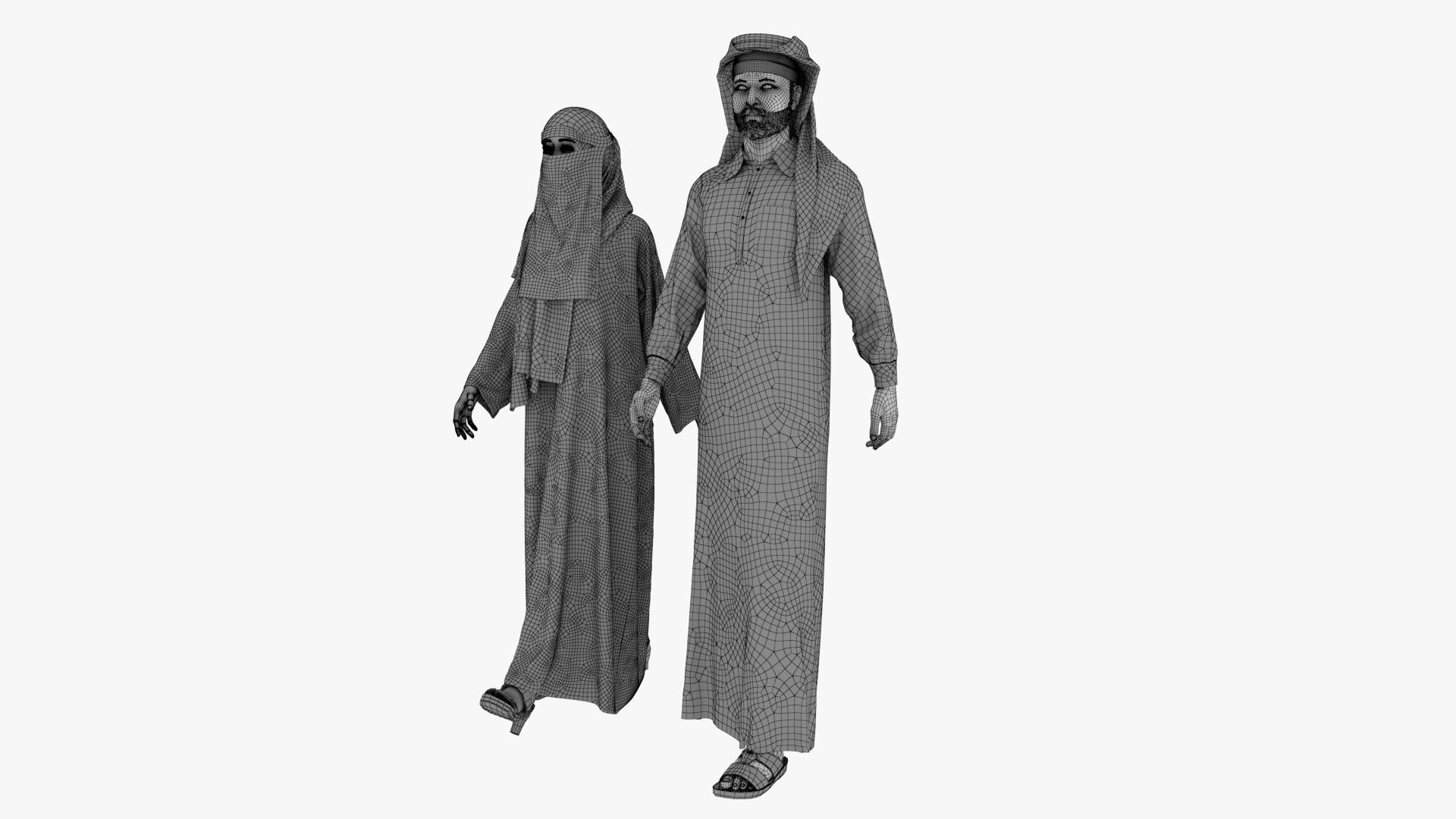 Qatari Man Women 3D - TurboSquid 2139225