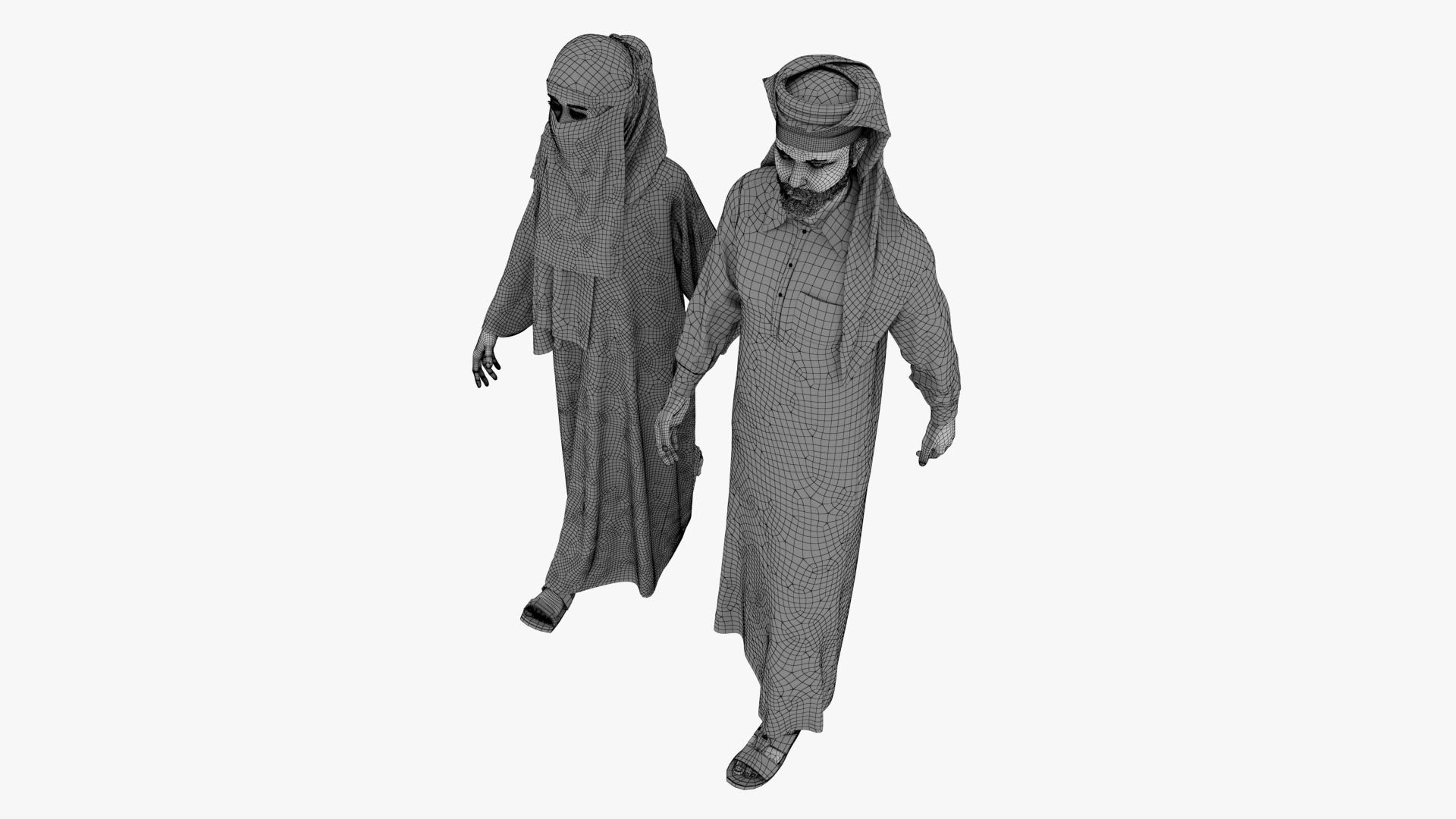 Qatari Man Women 3D - TurboSquid 2139225