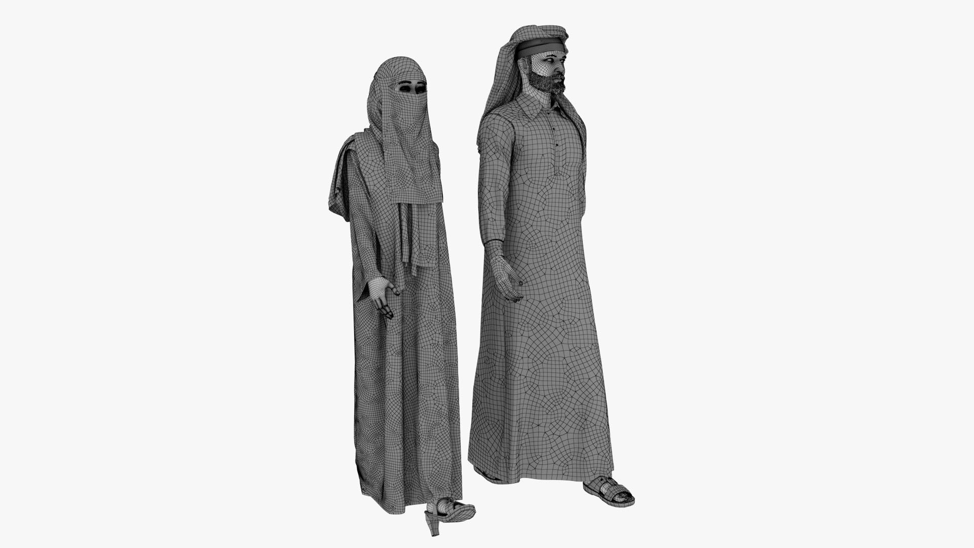 Qatari Man Women 3D - TurboSquid 2139225