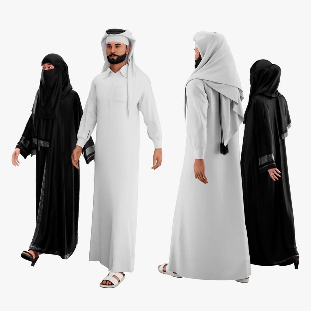 Qatari Man Women 3D - TurboSquid 2139225