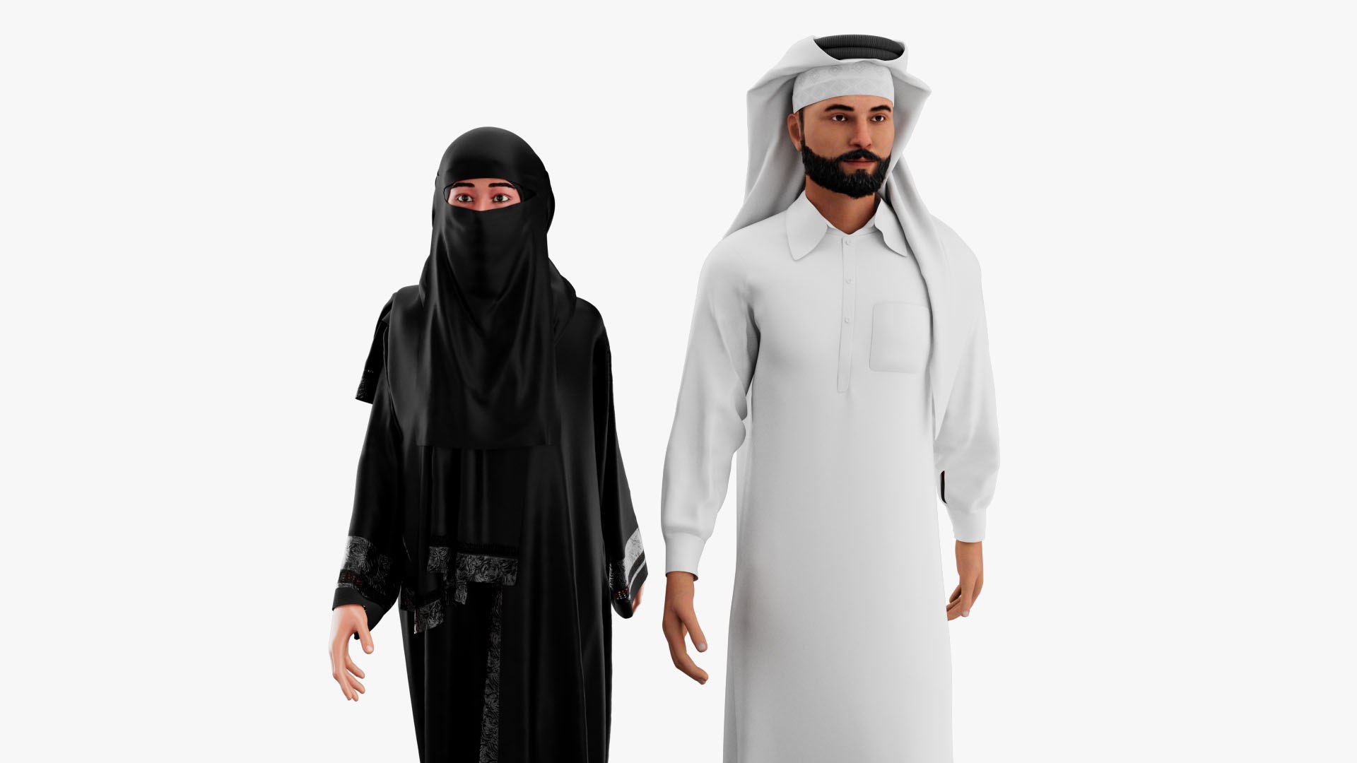 Qatari Man Women 3D - TurboSquid 2139225